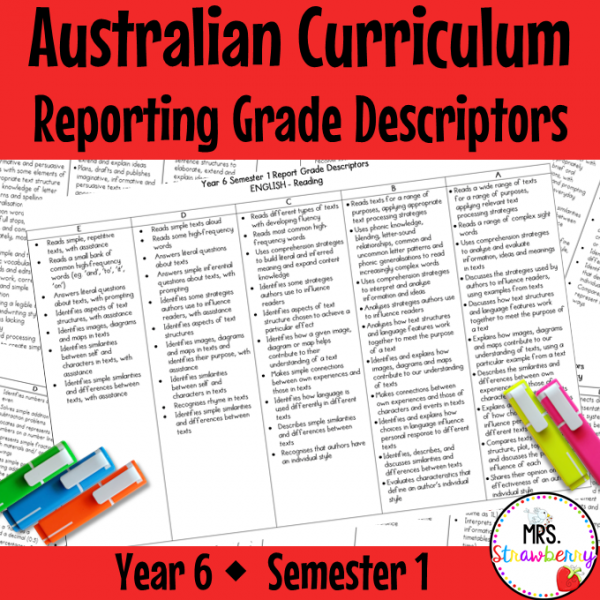Year 6 ENGLISH AND MATHS Australian Curriculum Reporting Grade ...