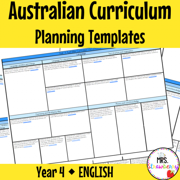 Year 4 ENGLISH Australian Curriculum Planning Templates EDITABLE - Mrs ...