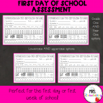First Day of School Assessment Worksheet Year 1 - Mrs. Strawberry