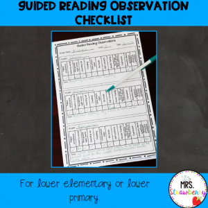 Guided Reading Observation Checklist Lower Primary - Mrs. Strawberry