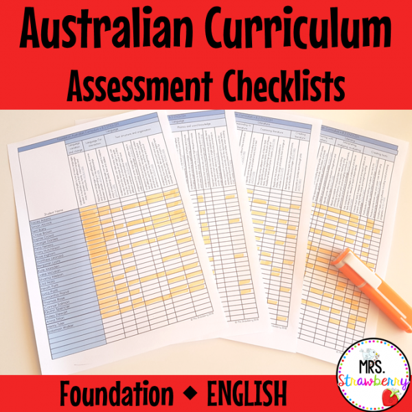 Foundation ENGLISH Australian Curriculum Assessment Checklists - Mrs ...