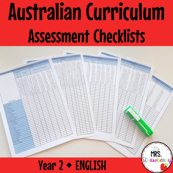 Year 2 ENGLISH Australian Curriculum Assessment Checklists - Mrs ...