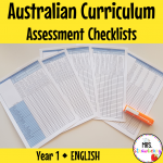 Year 1 ENGLISH Australian Curriculum Assessment Checklists - Mrs ...