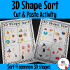 3D Shape Sort Cut and Paste Activity - Mrs. Strawberry