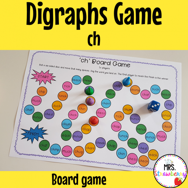 Digraphs sh Board Game - Mrs. Strawberry Sh Digraph practice