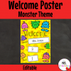Monster Classroom Welcome Poster EDITABLE - Mrs. Strawberry