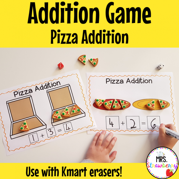 Pizza Addition Activity - Mrs. Strawberry - addition practice game