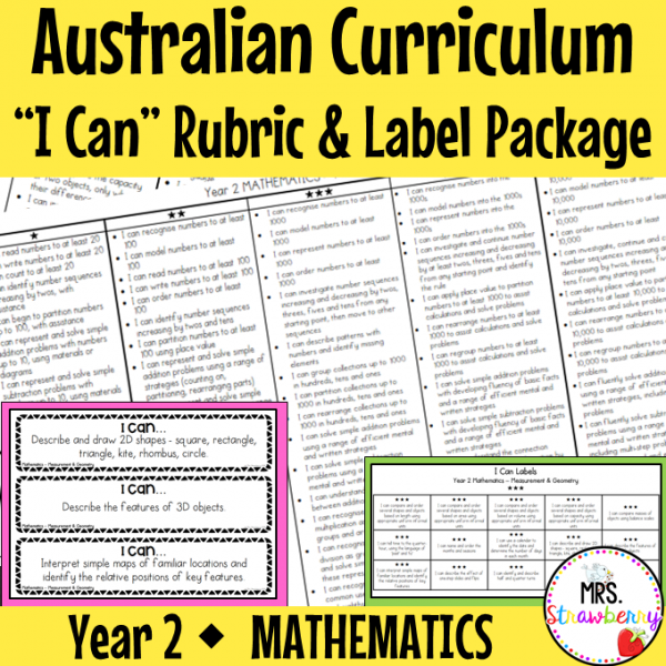 Australian Curriculum "I Can" Rubric and Label Packages