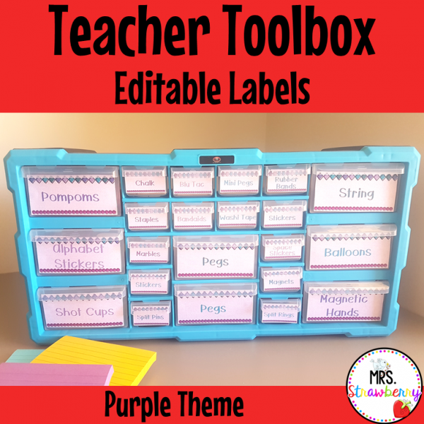 Natural Theme Teacher Toolbox Drawer Labels EDITABLE #1 - Mrs. Strawberry