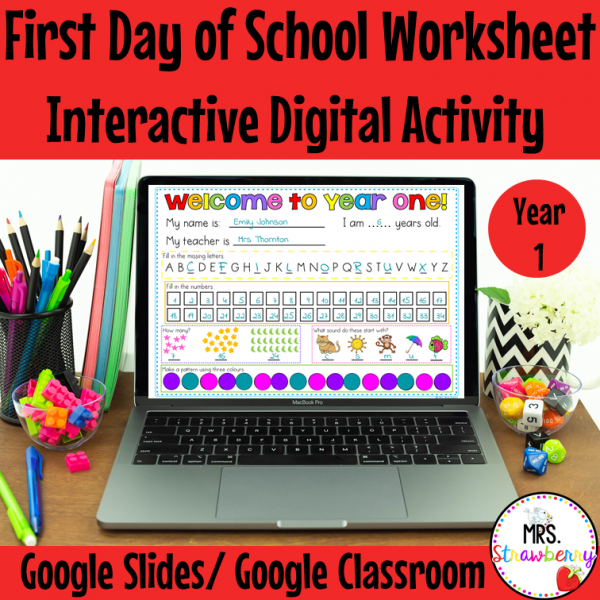 Digital First Day of School Worksheet Year 1 For Google Slides Google ...